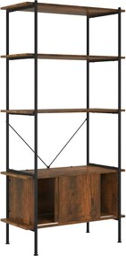 5patrový policový regál se skříňkou 80x40x163cm ocel a kompozit 336356