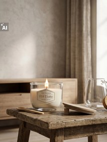 Sinsay - Vonná svíčka s dřevěným knotem Milk Cookies - bílá