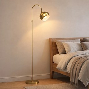 HOMCOM Stojací lampa E27, nastavitelná 145–165 cm, zlatá