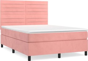 Box spring postel s matrací růžová 140x190 cm samet 3143084