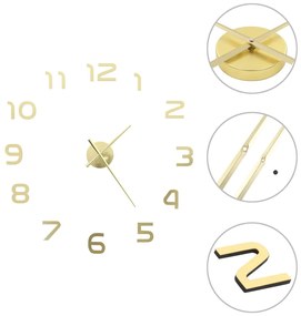 3D Nástěnné hodiny s moderním designem 100 cm XXL zlaté - Default Title
