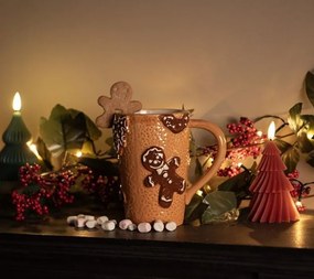Hnědý vysoký hrneček perníček Gingerbread - 14*10*15 cm / 575 ml
