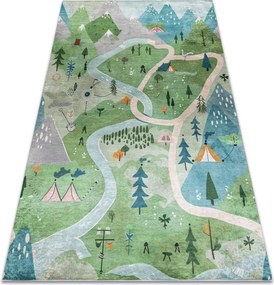 Dětský koberec protiskluzový BAMBINO 61550 zelený / šedý