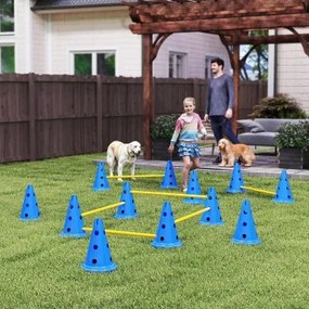 PawHut Agility set pro psy 6dílné agility vybavení pro výcvik psů Zásuvná sada překážek s 12 kužely 6 překážek Přepravní taška D07-059V01BU
