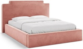 Růžová čalouněná dvoulůžková postel s úložným prostorem s roštem 140x200 cm Princess – Micadoni