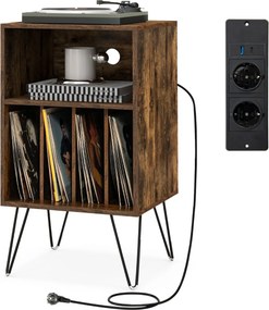 Costway Stojan na gramofon s nabíjecí stanicí 3 Stojan na gramofonové desky