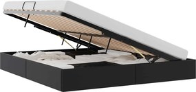 Postel s úložným prostorem Černá 183 x 213 cm Umělá kůže 3369978