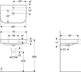 Geberit 500.248.01.1 - Závěsné umyvadlo Smyle 70x48 cm keramika/bílá