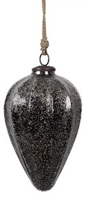 Černá skleněná vánoční ozdoba M - Ø 14*19 cm