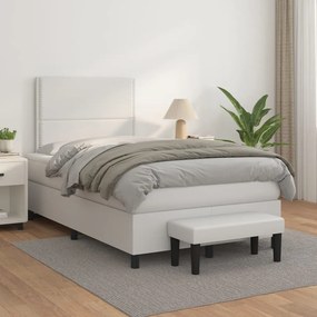 Box spring postel s matrací bílá 120x200 cm umělá kůže