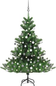 vidaXL Umělý vánoční stromek normandská jedle LED a koule zelený 120cm [3077730] Barva: Bílá
