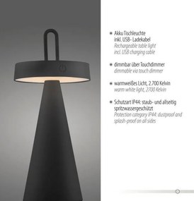 LD 19302-18 ALWA LED stolní lampa na baterie černá stmívatelné dotykem IP44 vnitřní i venkovní 2700K - JUST LIGHT