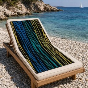 SCANquilt plážová osuška VELUR vlny modrozelená 90 x 160 cm