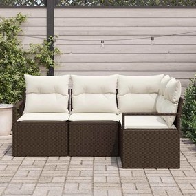Set pohovek 4 pcs Hnědá polyratan 3346358