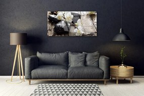 Obraz na skle Květiny Kameny Zen 120x60 cm