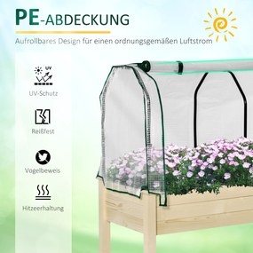 Vyvýšený záhonový rám Outsunny 121x55x117 cm z jedlového dřeva s ochrannou fólií a drenážními otvory, voděodolný, pro zahradu a balkon v přírodní bar…