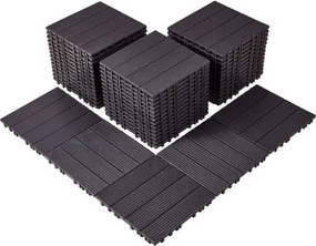 zámkové palubkové dlaždice 54 Kusů 30,5 × 30,5 cm vodotěsné pro verandu tmavě hnědá