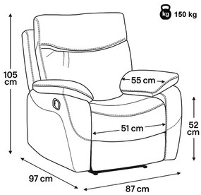 Polohovací TV křeslo VERLO - látka vintage, více barev Barva: Tmavě hnědá