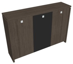 Střední šatní skříň Verno 188 x 46 x 130 cm, kombinované dveře, dub antracit / černá