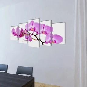 vidaXL Sada obrazů, tisk na plátně, orchidej, 200 x 100 cm [241571]