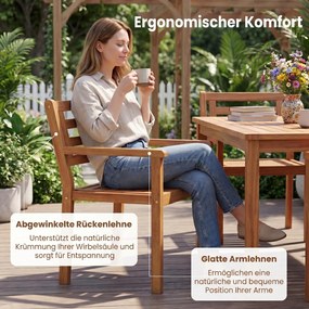 Costway Zahradní židle z akátového dřeva2Set dřevěných židlí s opěradlem