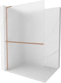 Mexen Kioto+ L, sprchová zástěna Walk-In s poličkou a věšákem 70 x 200 cm, 8mm sklo námraza, měděný matný profil, 800-070-123-65-30
