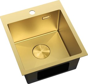 Mexen Solix, 1-komorový nerezový dřez 400 x 450 mm, broušená zlatá, 6401401000-55