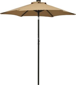 Zahradní slunečník s LED osvětlením taupe 200 x 211 cm hliník 313560