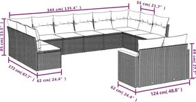 13dílná zahradní sedací souprava s polštáři černá polyratan 3226456