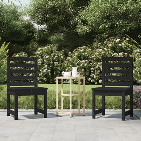 Zahradní židle 2 ks černé 50x48x91,5 cm masivní borové dřevo - Default Title