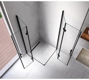 BPS-koupelny Čtvercový sprchový kout HYD-SK08D 100x100 černá/transparent + vanička HYD-OSV-SXL02C černá