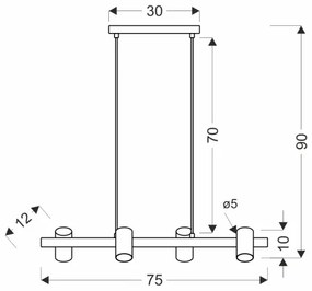 Lustr na lanku XILO 4xGU10/25W/230V buk/bílá