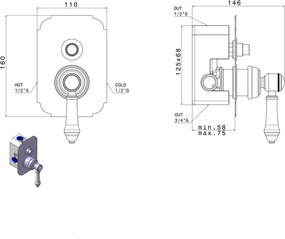 Sapho Sapho, VIENNA podomítková sprchová baterie, 2 výstupy, bronz, VO042BR