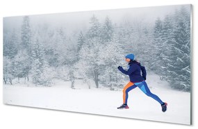 akrylový obraz Les v zimě sníh muž 120x60 cm