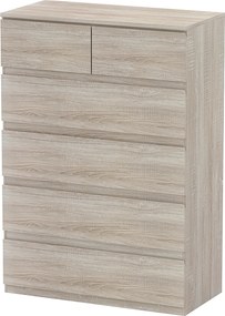 HOMCOM Komoda se 6 šuplíky s minimalistickým designem bez úchytek - 80 x 39 x 115 cm - Přírodní dřevo