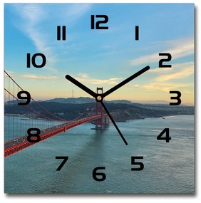 Wallmuralia Skleněné hodiny čtverec Most San Francisco 30x30 cm