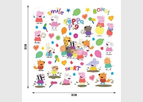 Dětská samolepka na zeď Prasátko Peppa Všichni Přátelé | 30 x 30 cm | DDKS3949