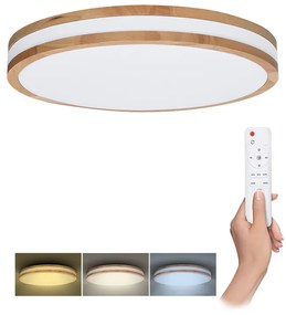 Dřevěné LED stropní svítidlo kulaté 500mm 3260W CCT s DO  - Solight - LED lustry a svítidla > LED stropní svítidla
