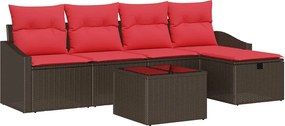 Set pohovek s polštářem s úložištěm Hnědá polyratan 3359273