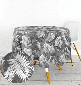 Ervi bavlněný ubrus na stůl oválný - větvičky na šedém
