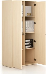 Kancelářská skříň FRAME, 2x dveře, 872 x 450 x 1735 mm, PUSH-lock, bříza