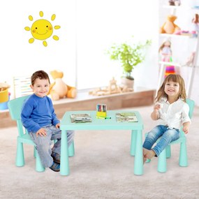 Costway 3 PCS. Kindersitzgruppe Kindertisch mit 2 Stühlen Kindermöbel – zelený
