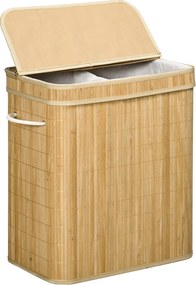 HOMCOM Koš na prádlo s víkem 90 L, sběrač prádla s rukojetmi, 2 odnímatelné tašky, skládací, koš na prádlo do prádelny, ložnice, koupelny | Aosom