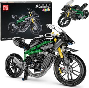 LEAN Toys Stavebnicové kostky – sportovní závodní motocykl, černý, 656 dílů