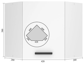 Kuchyňská skříňka Belini Premium Full Version horní rohová 60 cm bílý mat  TOR SGN60/0/WT/WT/0/B1/PP