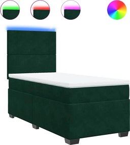 Box spring postel s matrací tmavě zelená 80 x 200 cm samet 3293059