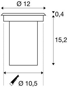 SLV 227680 Solasto 120, venkovní zapuštěné podlahové svítidlo, 1x GU10 max 6W, nerez, průměr 12cm, IP67
