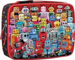 EUROGRAPHICS Puzzle ve svačinovém boxu Roboti / 100 dílků / 48 x 33 cm