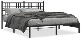 Kovový rám postele s čelem černý 160 x 200 cm - Default Title