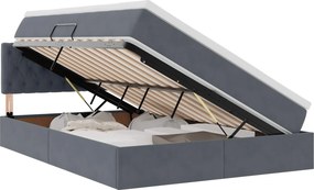 Postel s úložným prostorem s čelo Tmavě šedá 140 x 190 cm samet 3370816